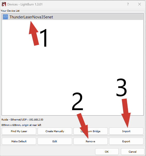 Thunder Laser Easy Button for Device Profile Imports to get - Offsets ...